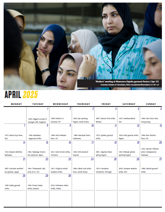 WCH 2025 Wall Calendar – Working Class History | Shop